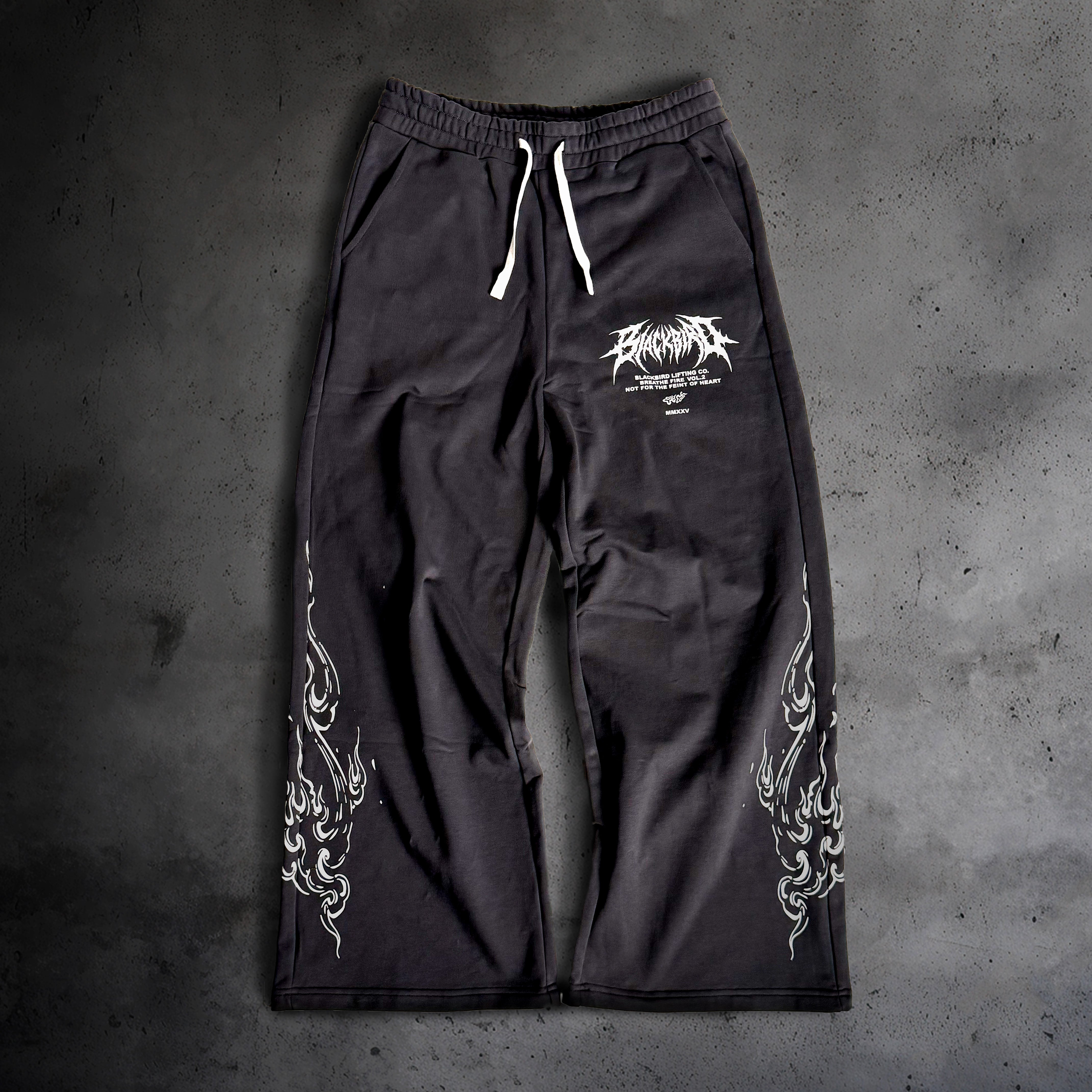 BREATHE FIRE "INFERNO" SWEATPANTS (FLARED) GREY – BlackBird Lifting Company